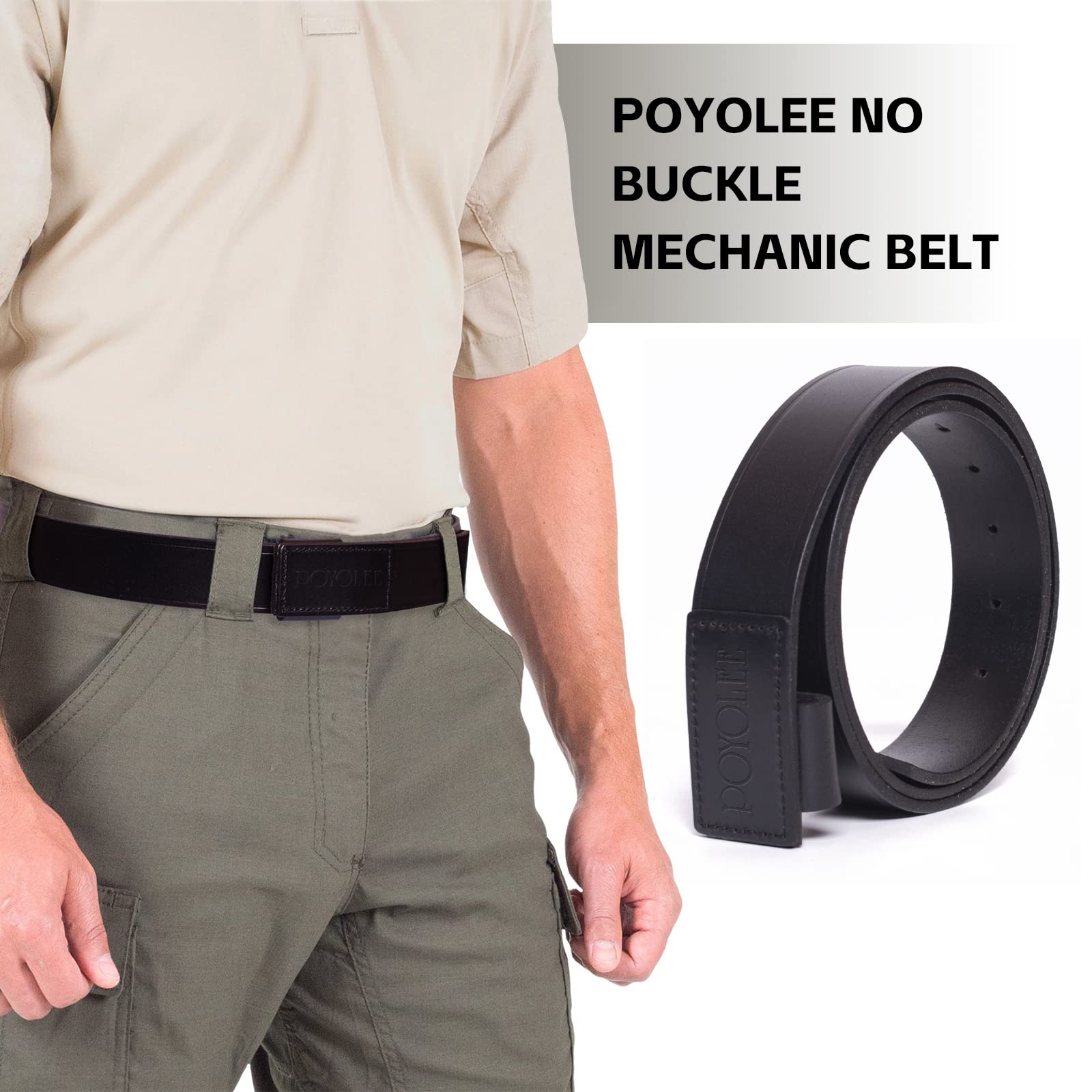 Snapklik.com : Mechanic Belt No Buckle Belts For Men Leather Work Belt ...