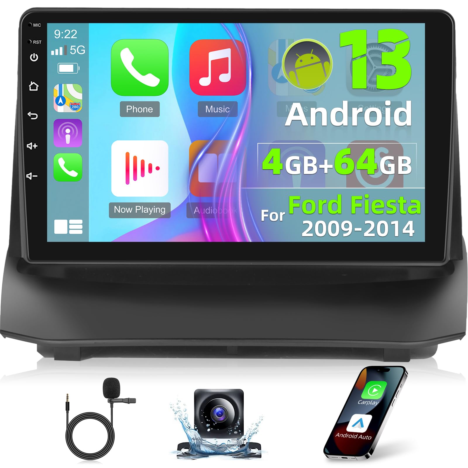 [4G+64G] 8 Core Car Radio for Ford Fiesta 2009 2010 2011 2012 2013 2014 ...