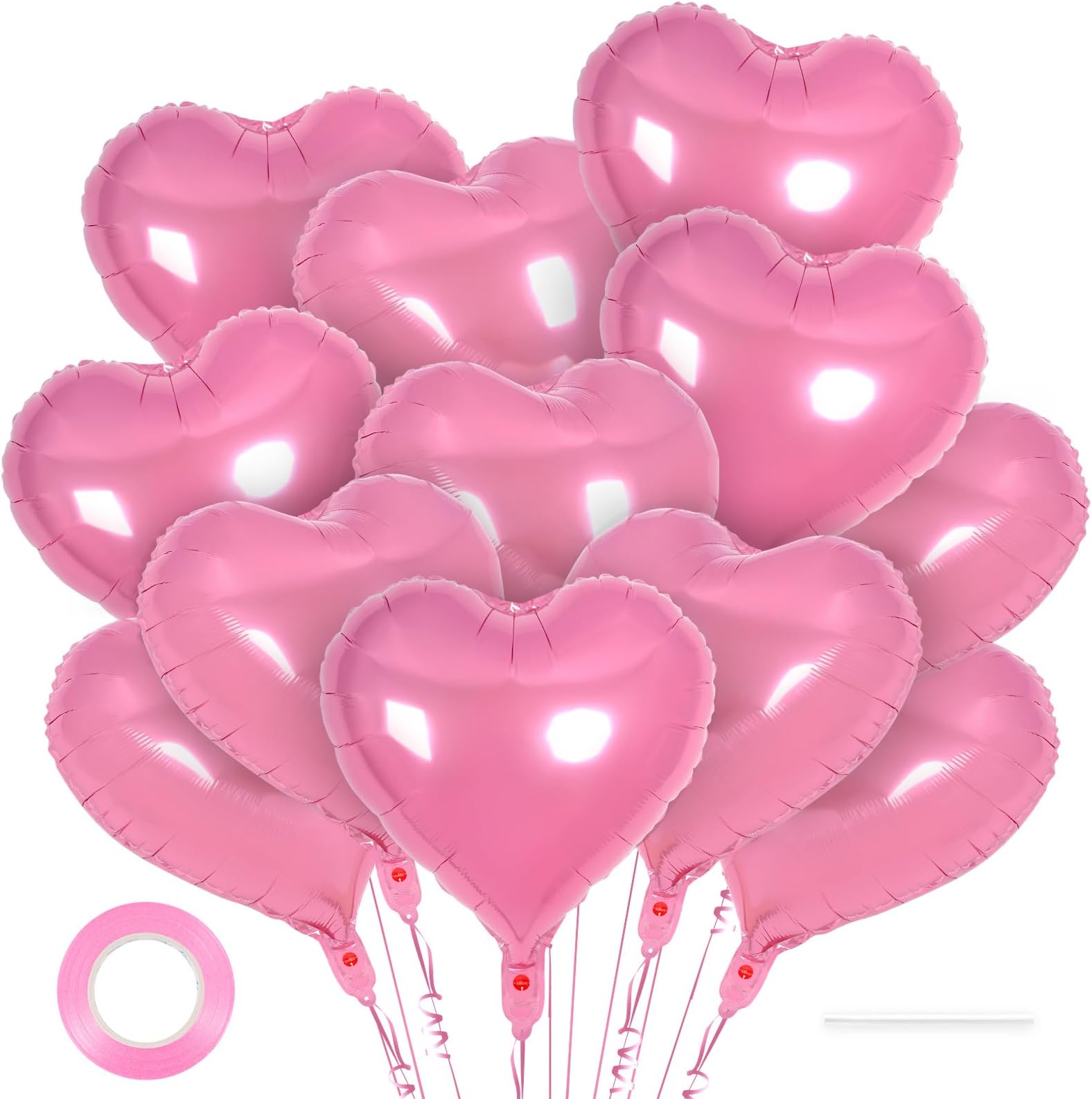 Amazon.com: Pink Heart Balloons 12 PACK Rose Gold Valentines Day Mylar ...