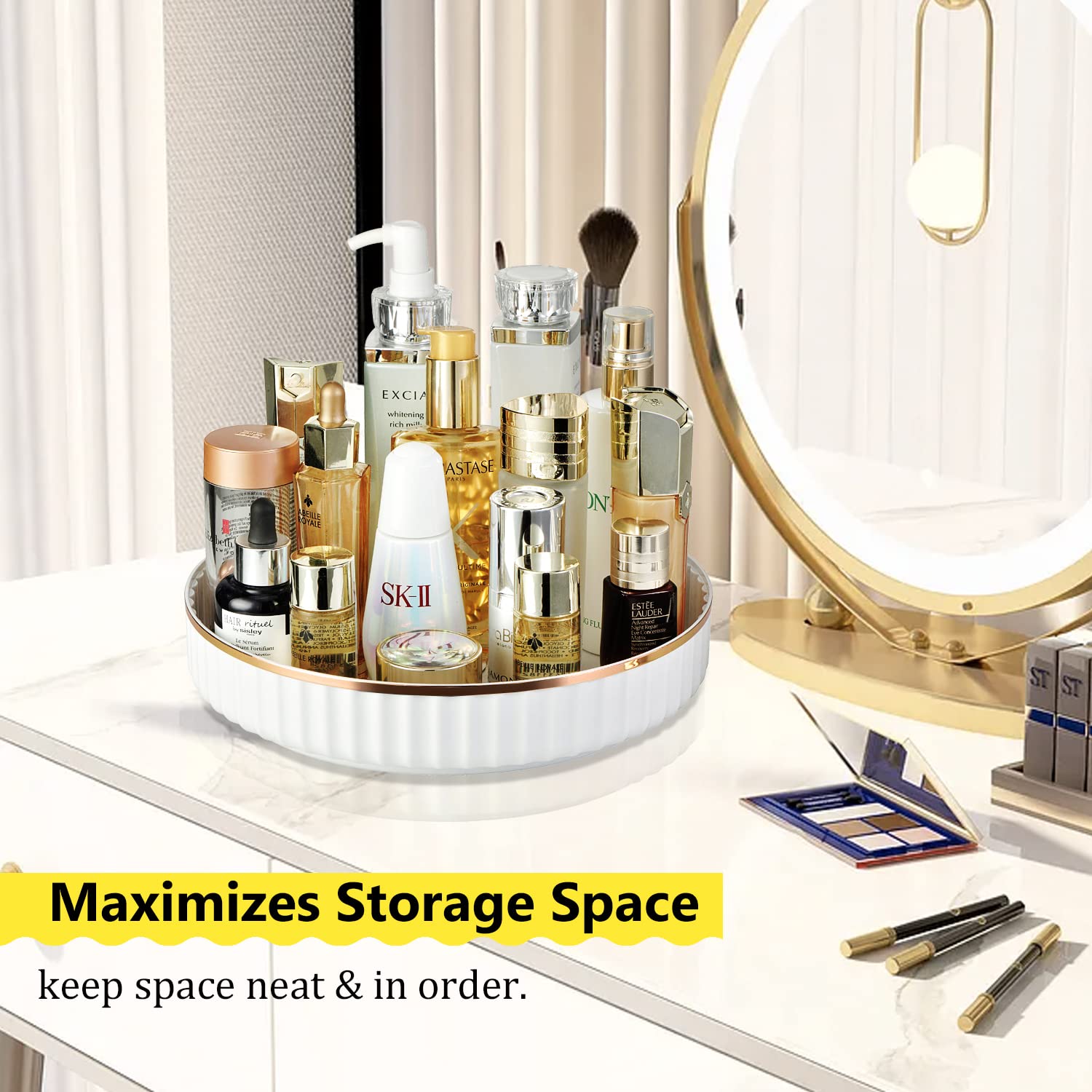 Snapklik.com : 2 Pack 10" Fluted Lazy Susan Organizer, Turntable Spice ...