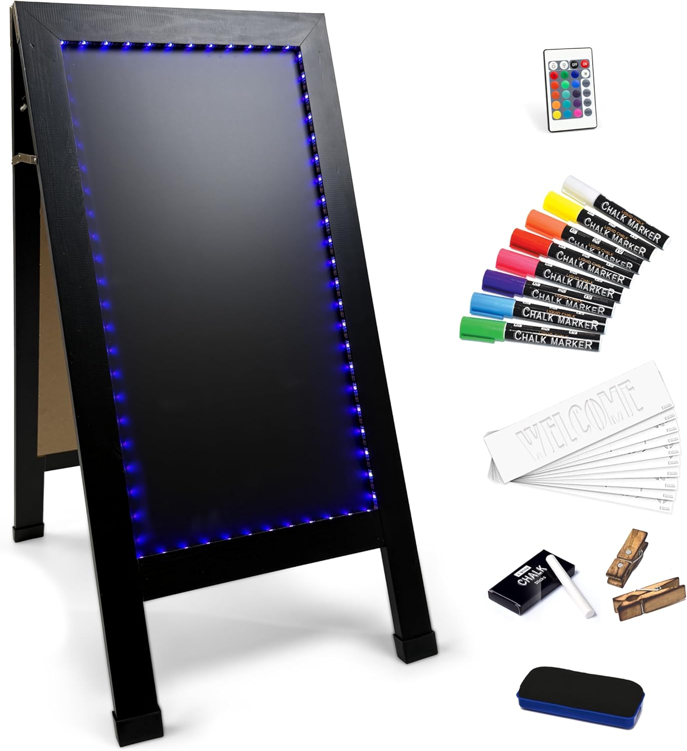 Amazon.com : Magnetic A-Frame Chalkboard Sign with Neon LED Lights ...