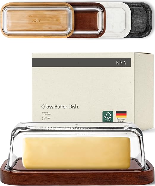 Amazon.com | KIVY Glass butter dish with airtight lid that keeps butter ...