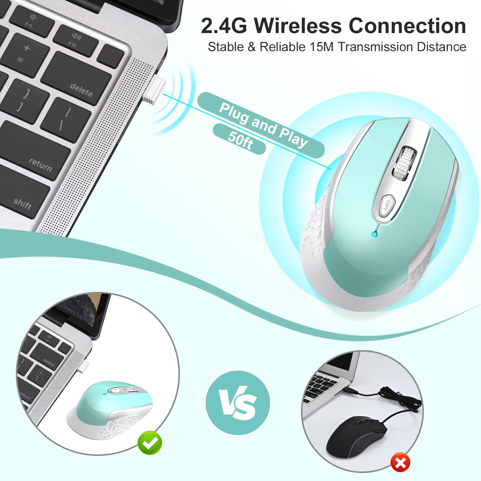 Snapklik.com : Wireless Mouse, Computer Mouse For Laptop, 2.4G Portable ...