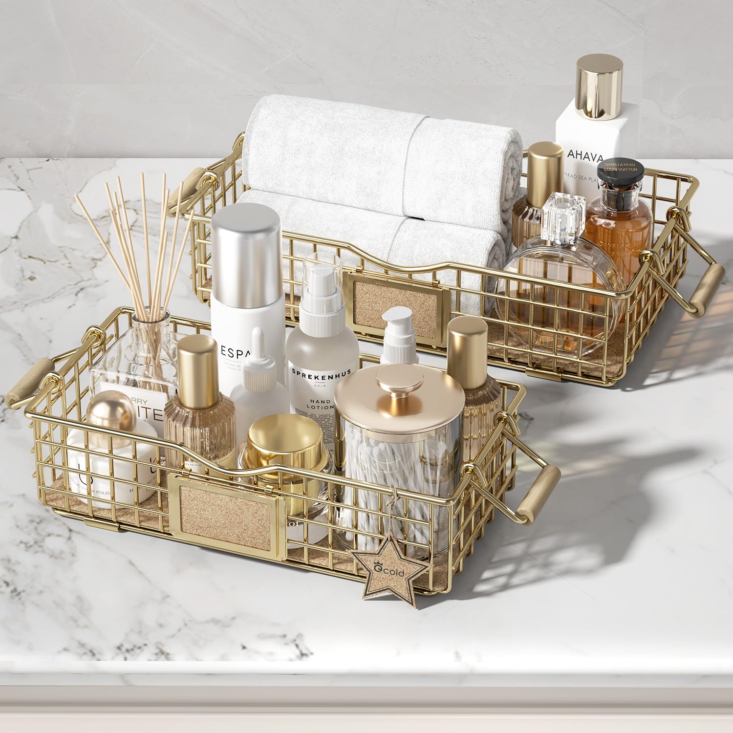 Qcold Metal Wire Basket Storage, Bathroom Basket for Organizing ...