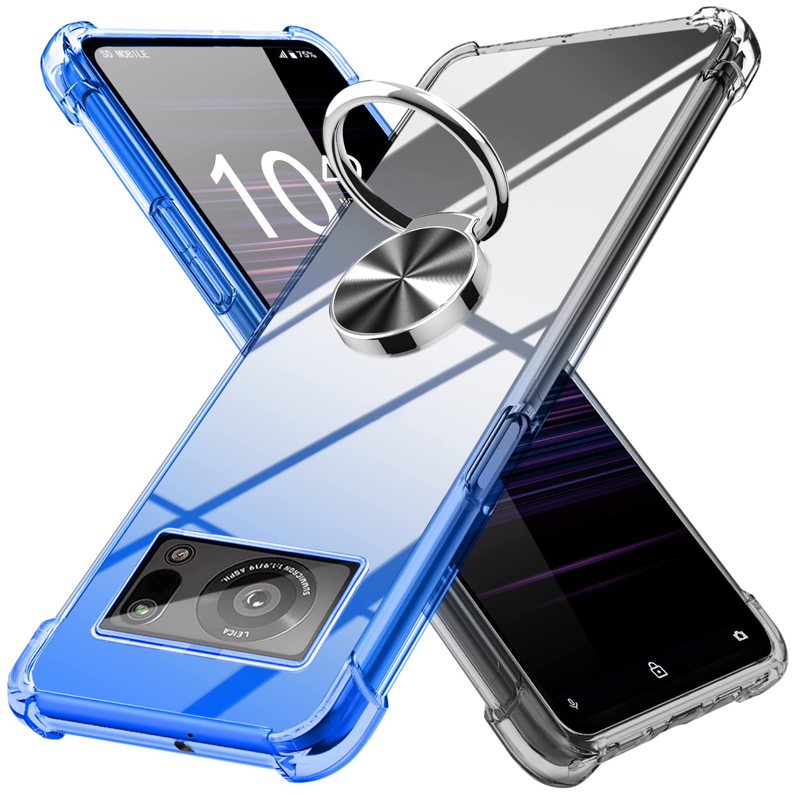 Amazon.co.jp: AQUOS R6 ケース リング付き クリア 薄型 グラデーション色 ケース 軽量 tpu 耐衝撃 スマホケース ...