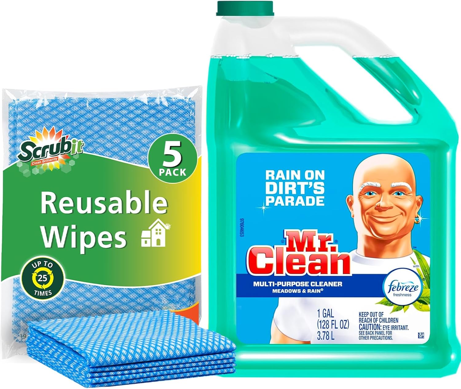 Amazon.com: Mr Clean All Purpose Cleaner With Fabreze,128 oz. Meadows ...