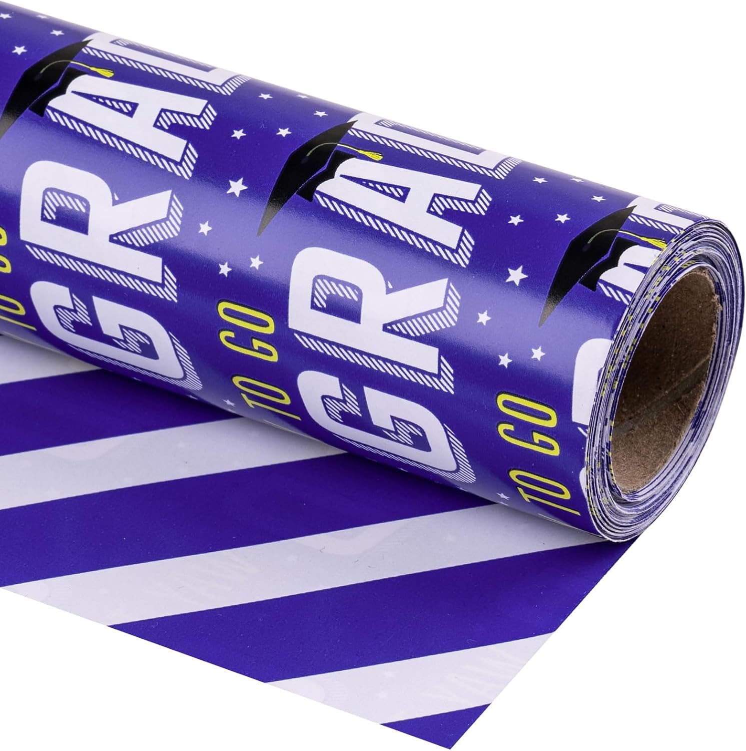 Amazon.com: LeZakaa Graduation Reversible Wrapping Paper Roll - Blue ...