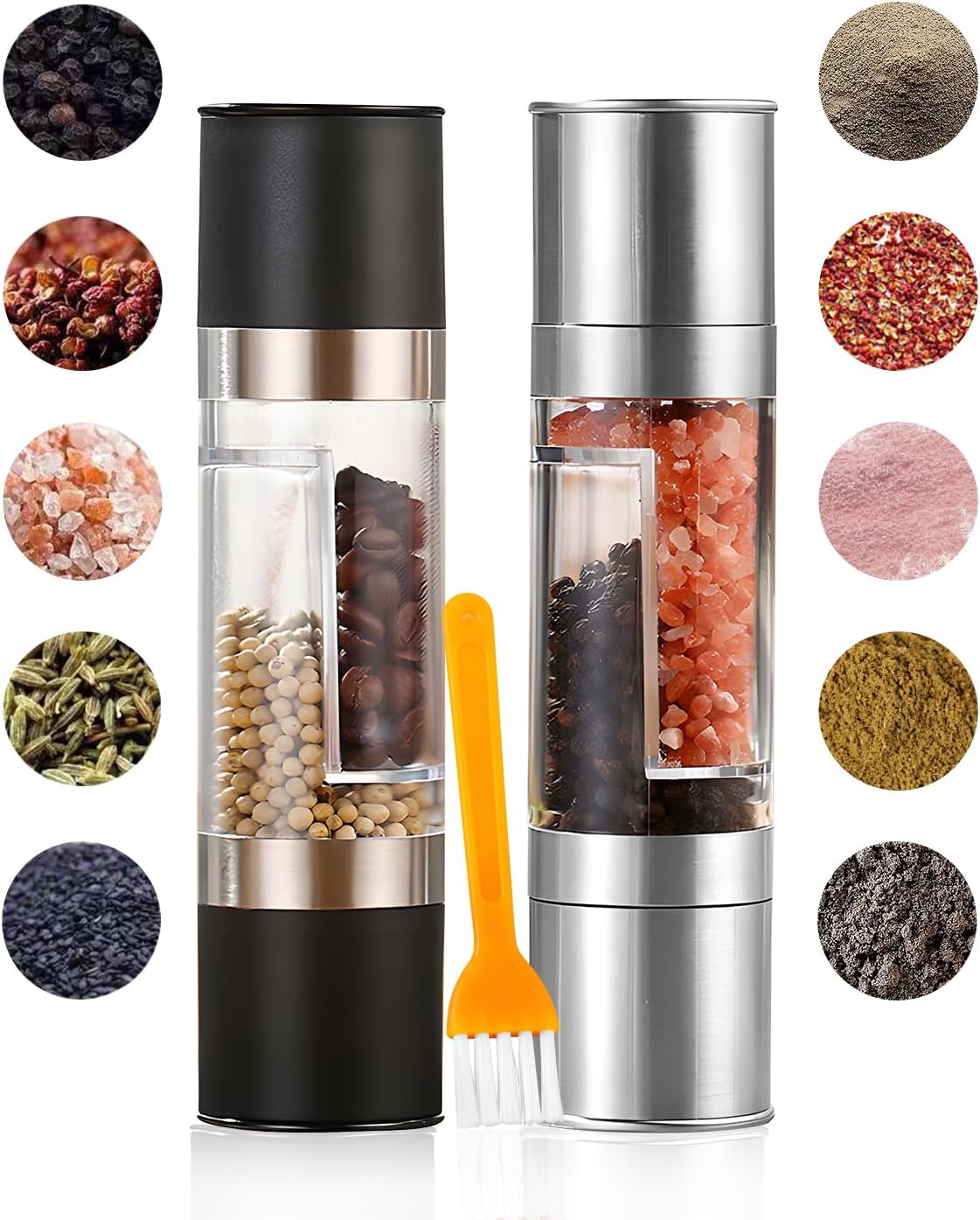 Molinillo de Pimienta y Sal 2 Piezas, Cuerpo de Botella de Roble de ...