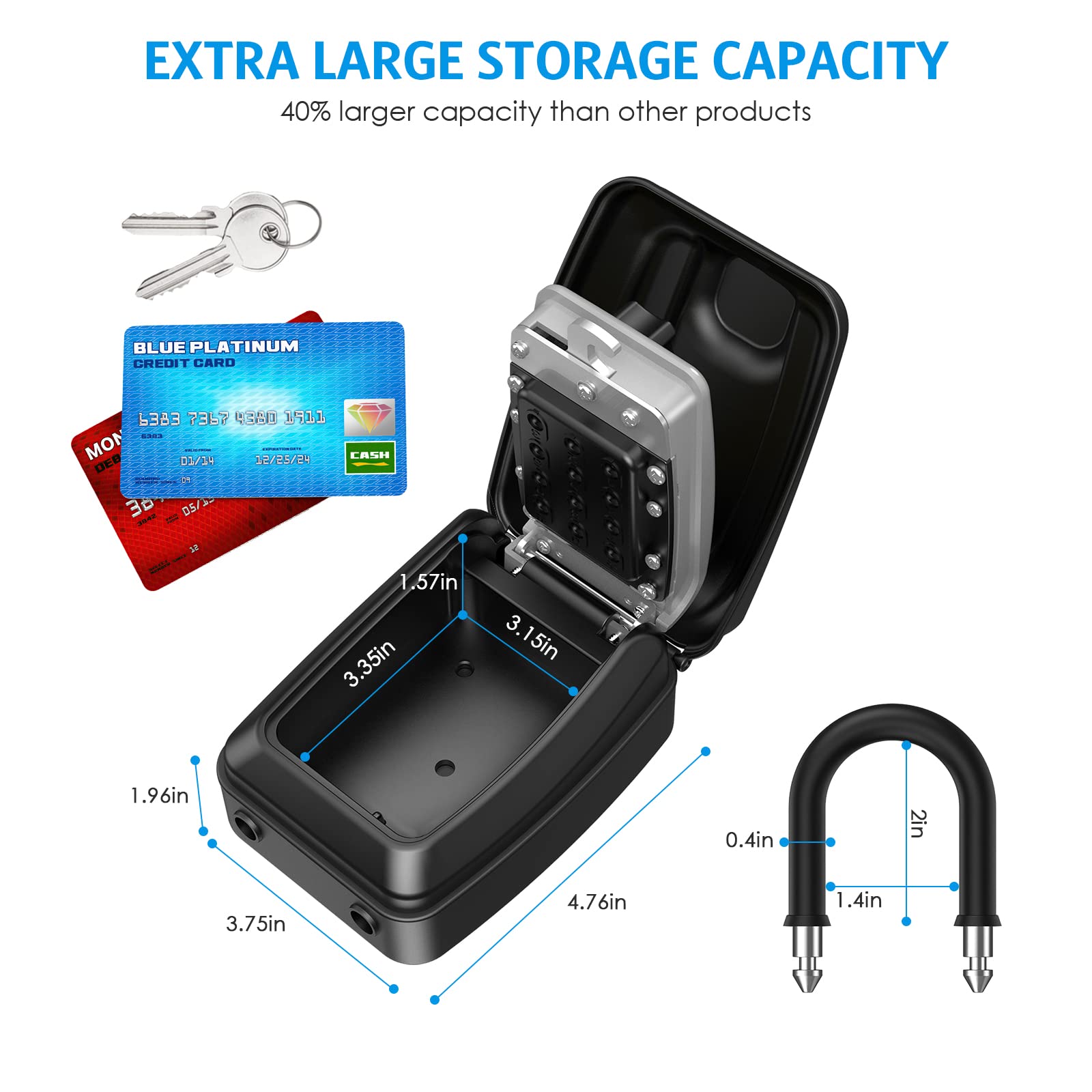 Snapklik.com : AMIR Extra Large Lock Box - Push Button Combination Lock