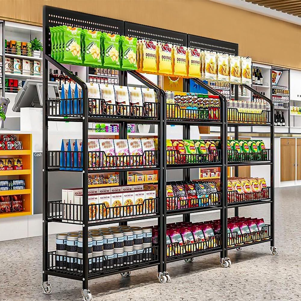 ALSTON Utility Storage Rack Shelving with Wheels & Hooks, 4 Tier ...