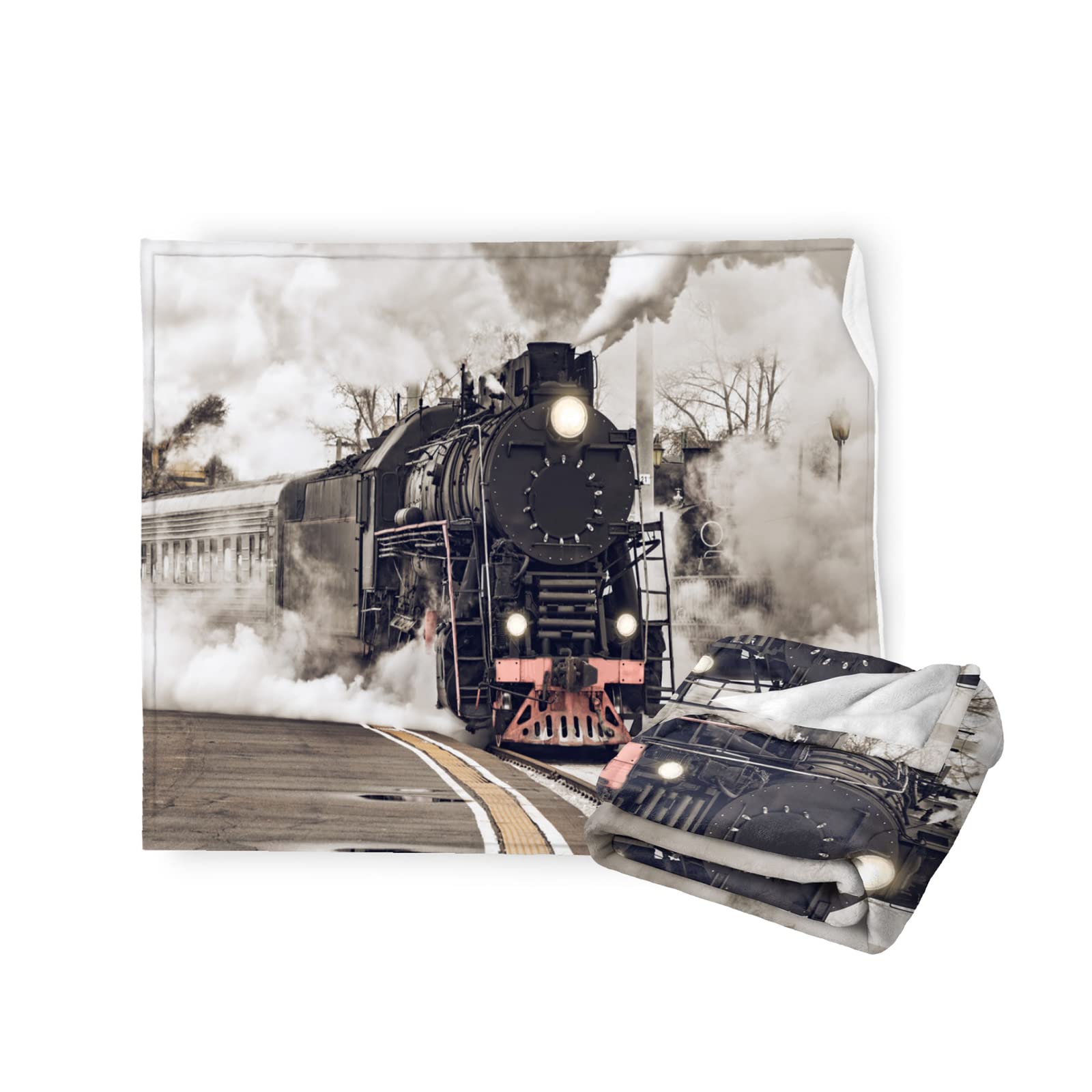 Amazon.com: Train Throw Blanket Flannel Fleece Fuzzy Blankets Soft Warm ...