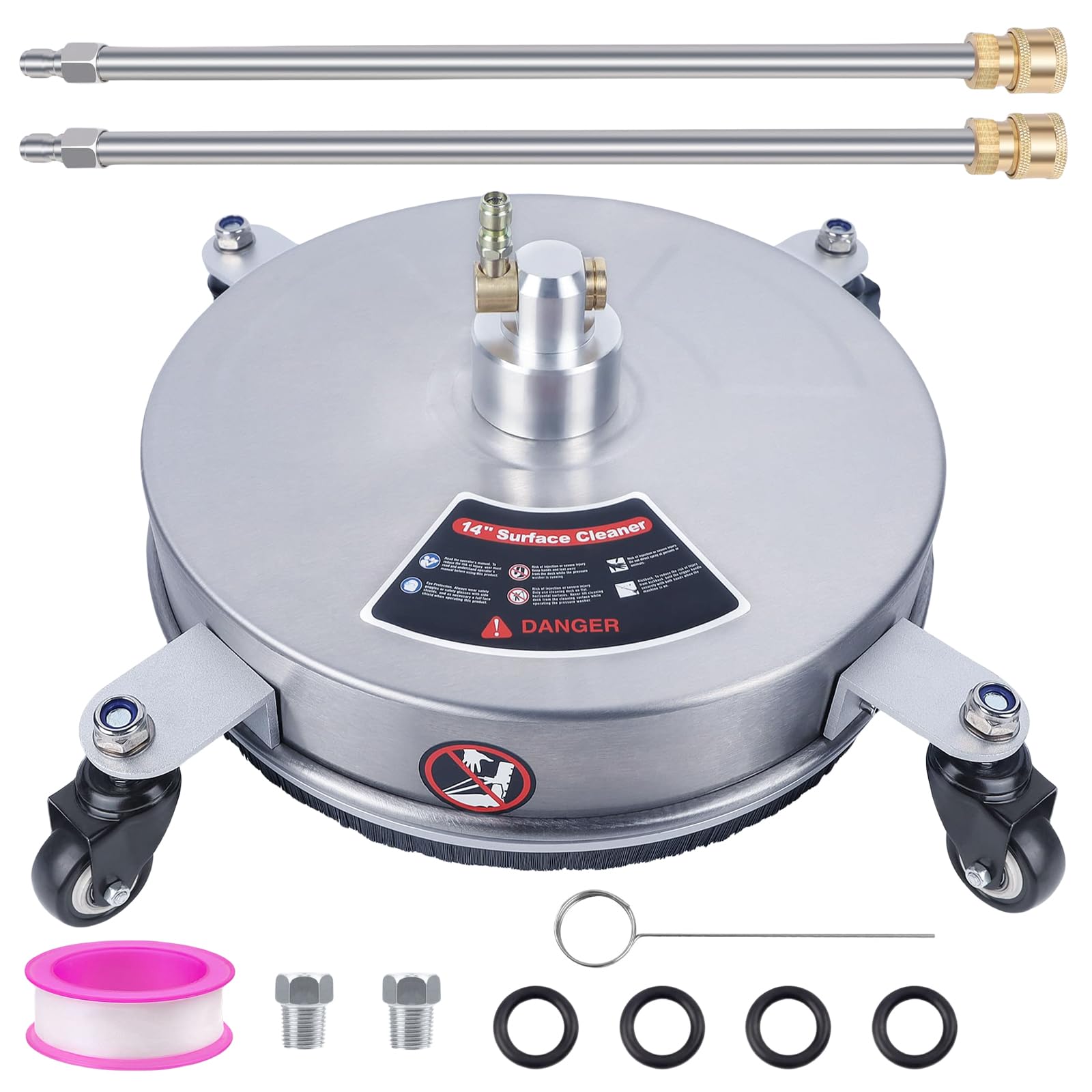 Pressure Washer Surface Cleaner with 4 Wheels (14 Inch)