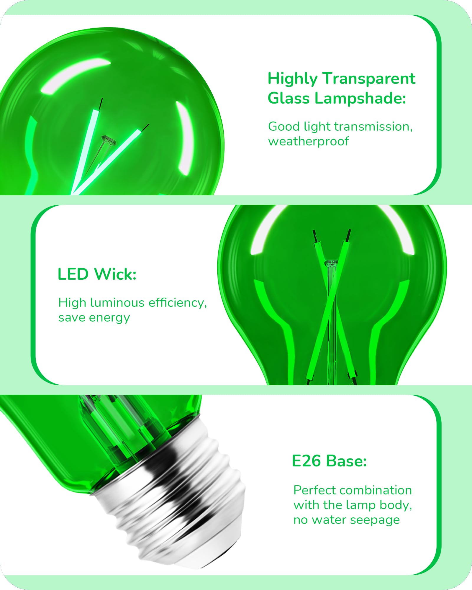 Snapklik.com : Christmas Green Light Bulb, 8W A19 LED Light Bulb ...