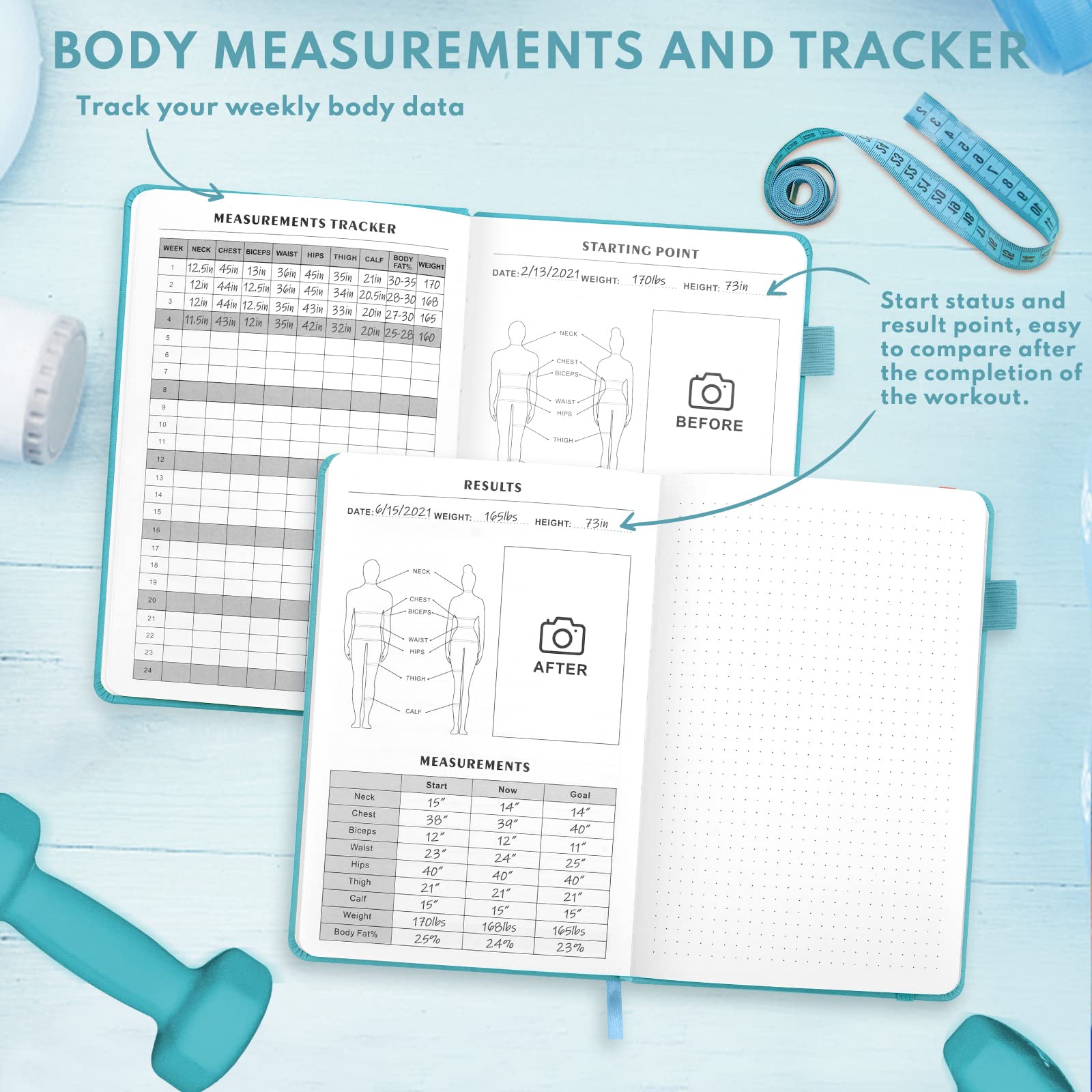 Snapklik.com : Fitness Journal Hardcover Workout Planner 6- Month ...