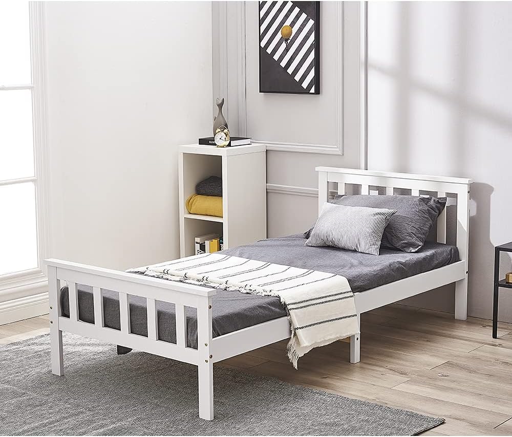 Panana Single Bed Frame Wooden 3FT Bed for Bedroom, Stable Single Bed ...