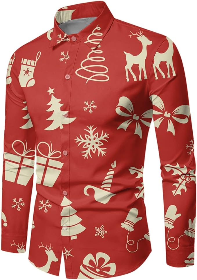 Men's long-sleeved shirt, autumn, winter, Christmas, fun festive shirt ...