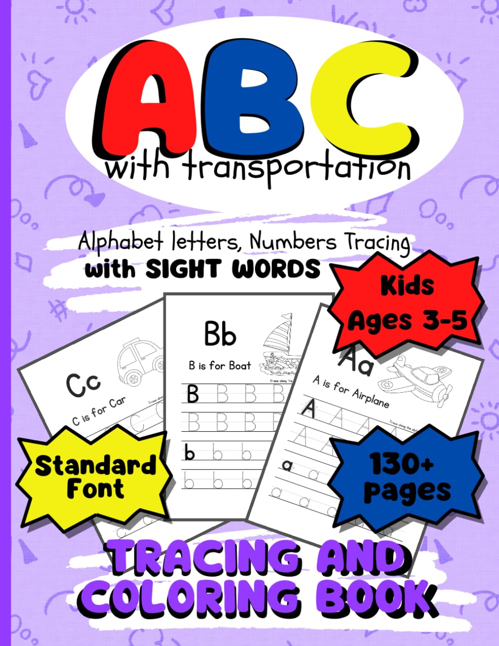 ABC with Transportation, Alphabet Letters, Numbers Tracing with Sight ...