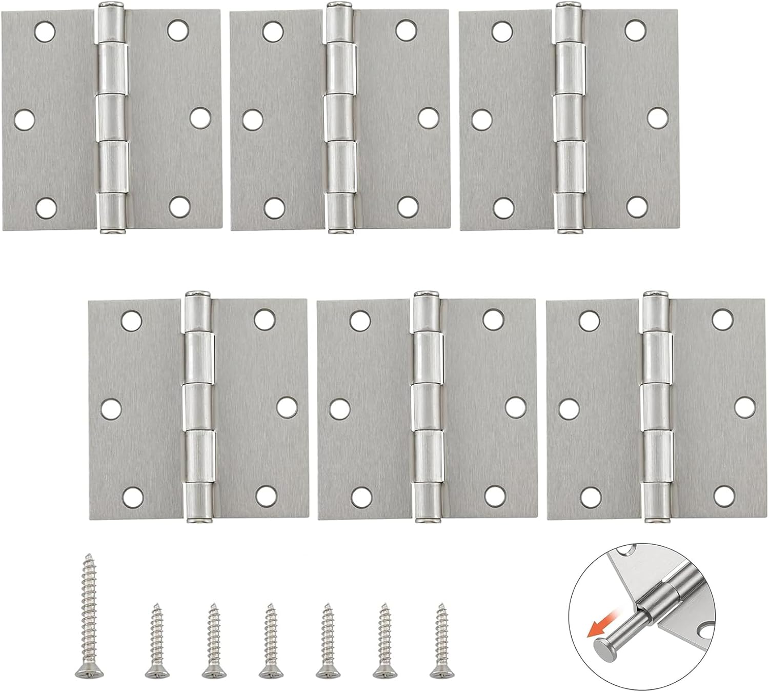 HOME MASTER HARDWARE 3.5 Inch Self Closing Door Hinges, 6 Pack Interior ...