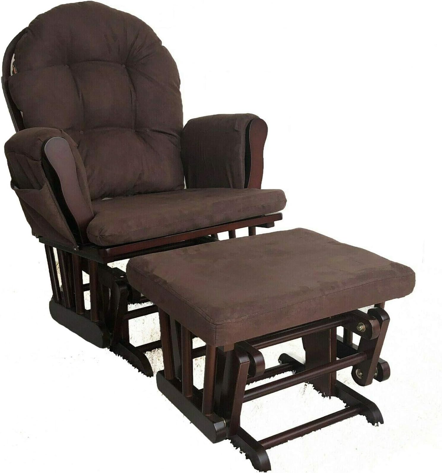 Brown Maternity Nursing Glider Rocking Chair Gliding with Stool Wood ...
