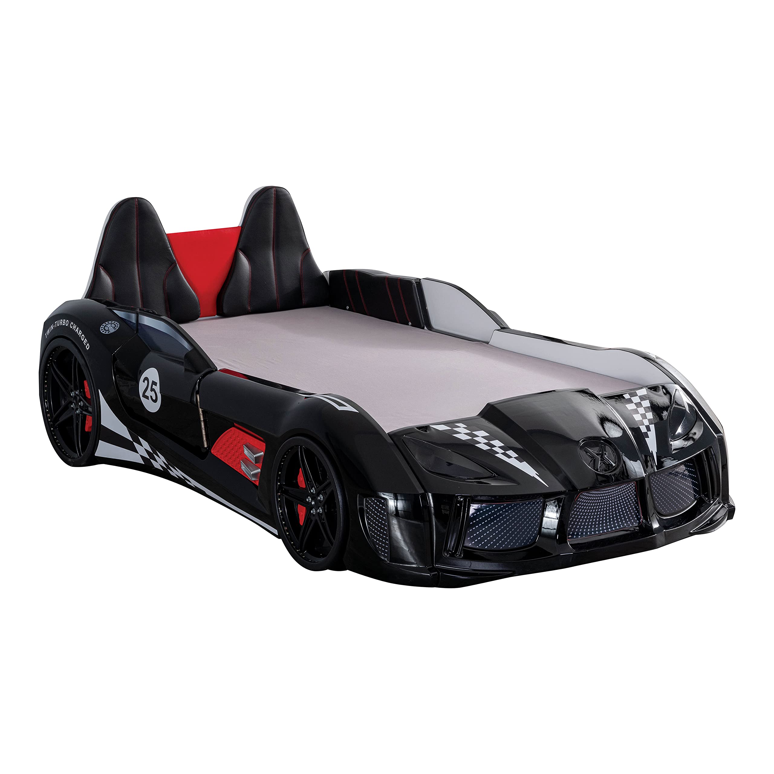 Amazon.com: Furniture of America Velocity Twin Kids Race Car Bed for ...
