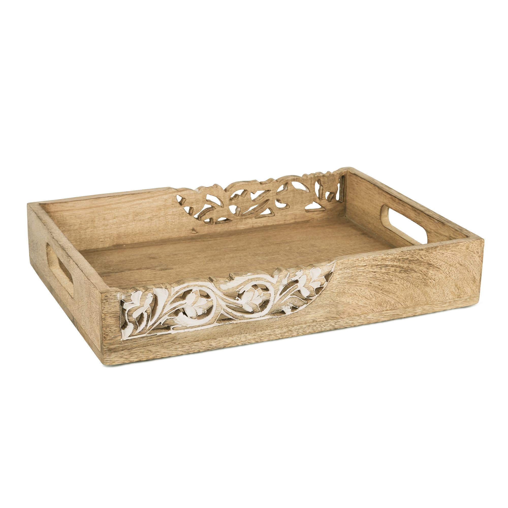 Amazon.com: Coffee Table Tray (Natural Finish) - “Flourish” - Wood ...