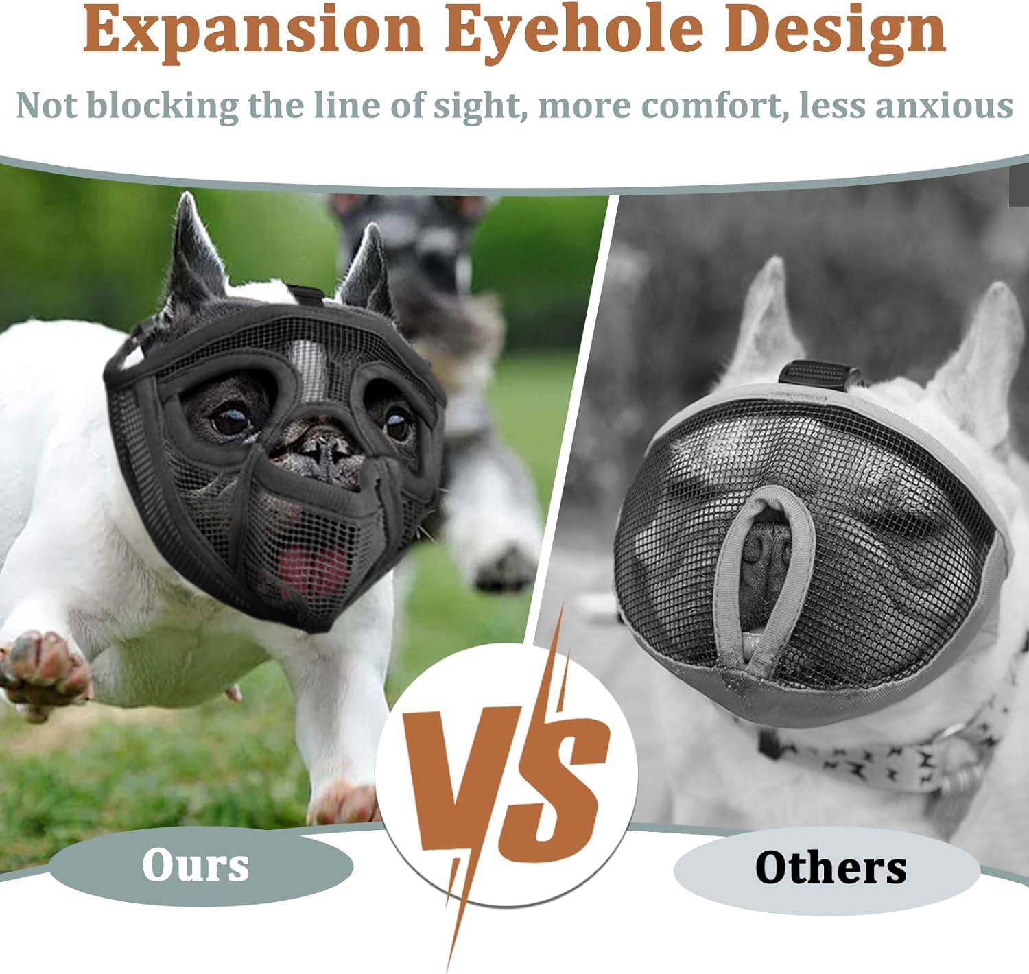 Mayerzon Short Snout Dog Muzzle, French Bulldog Muzzle with Tongue Out ...