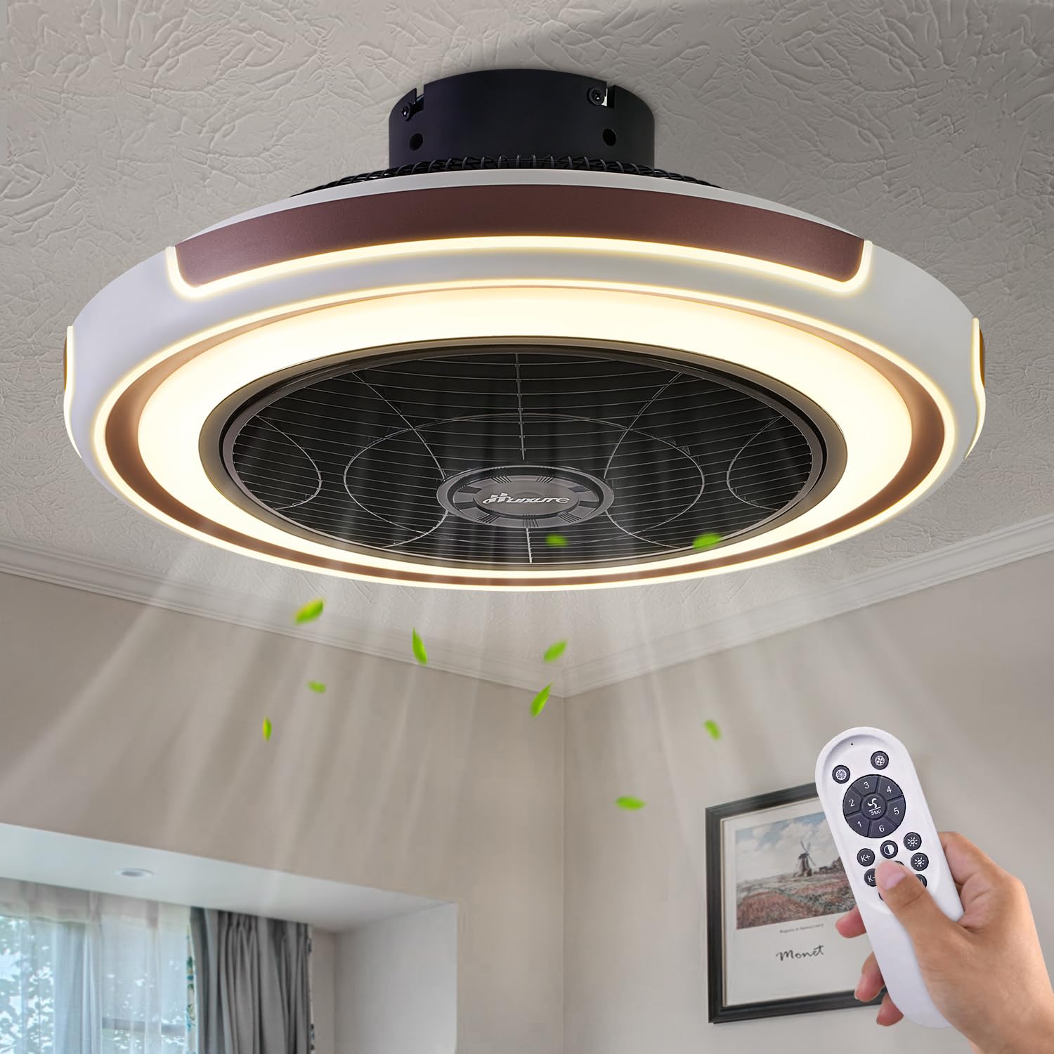 HuixuTe 21" Modern Ceiling Fan with Light Remote Control, 3 Colors 6 ...