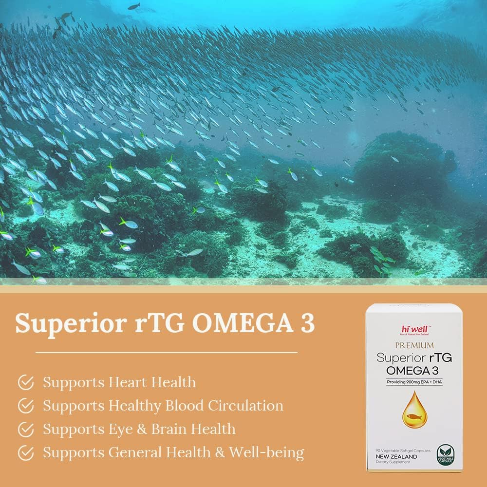 HI WELL PURE & NATURAL NEW ZEALAND - Hi Well Omega 3 rTG Premium Superior 90 Cápsulas Vegetais ...