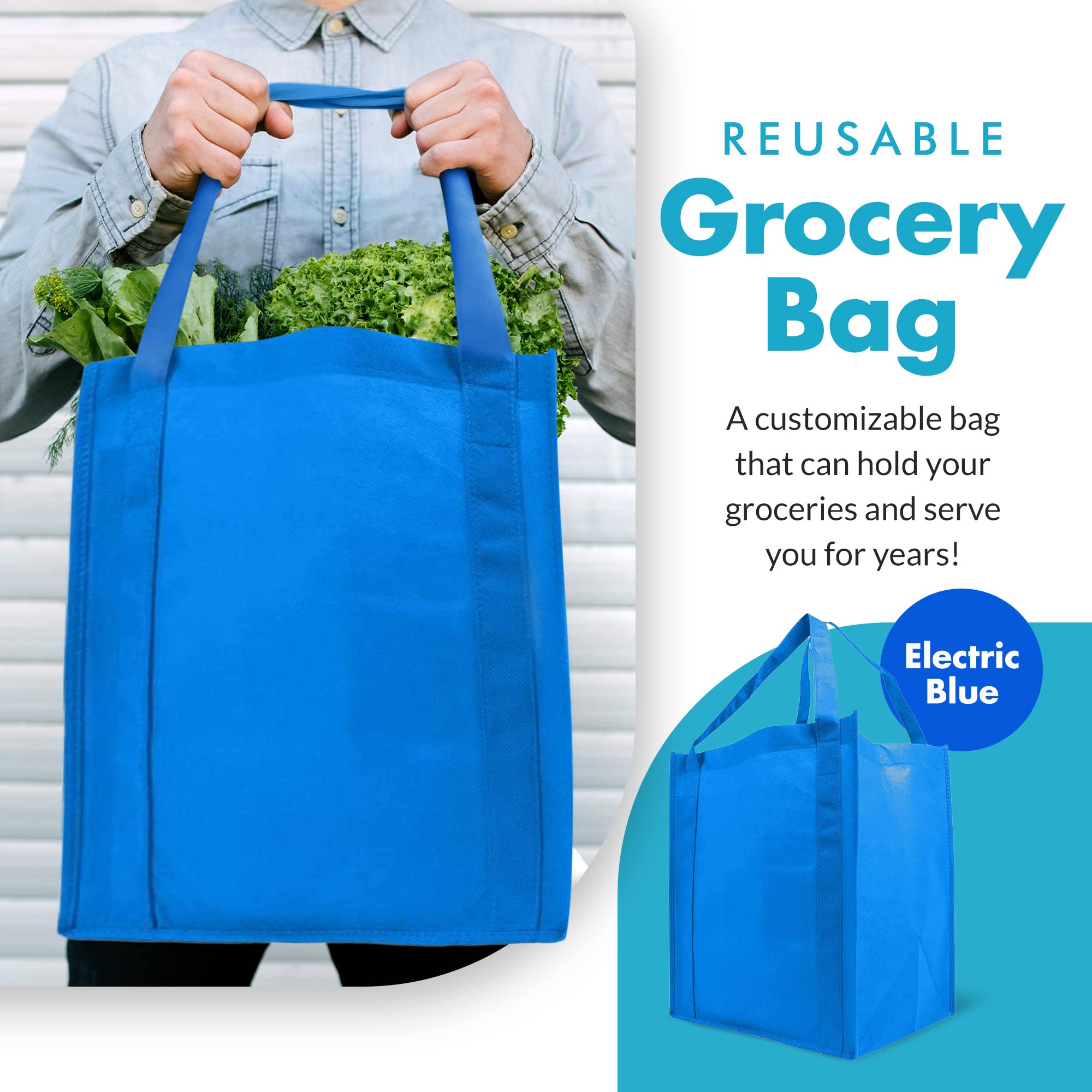 Blue Reusable Grocery Bag