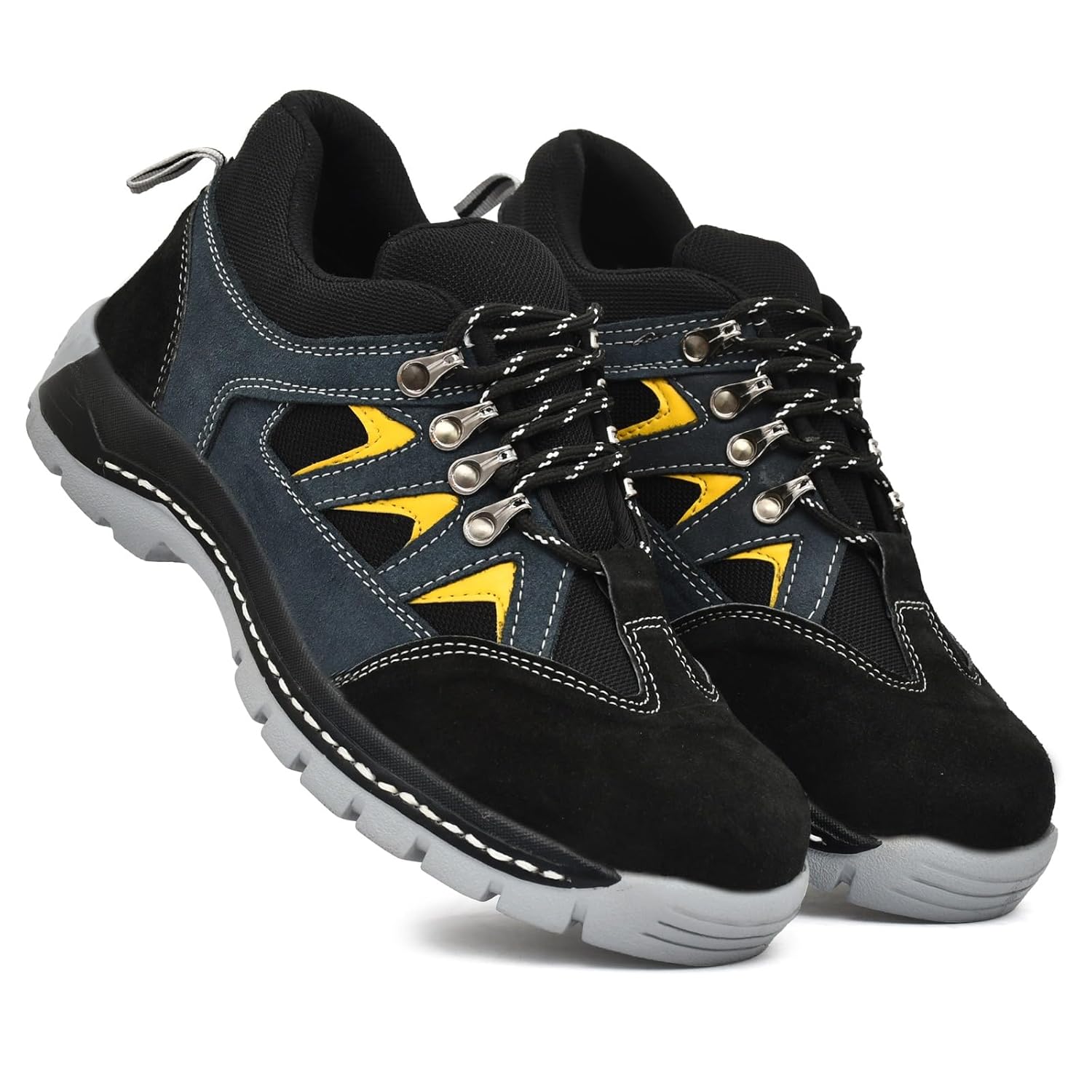 DKAIN Men's Blue Real Suede Leather Light Weight Sporty Safety Shoes for Men 09 (UK/India ...