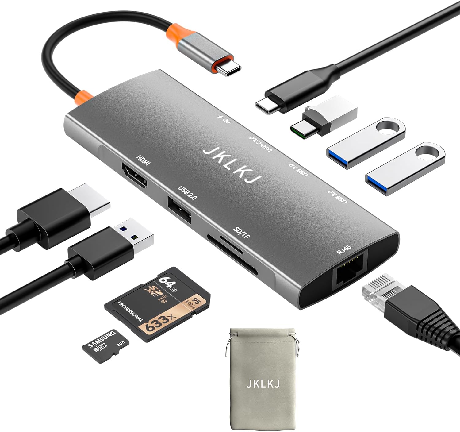 Amazon.com: USB C Hub Multiport Adapter for MacBook Pro 2019/2018/2017, 8 in 1 USB C to Dual ...