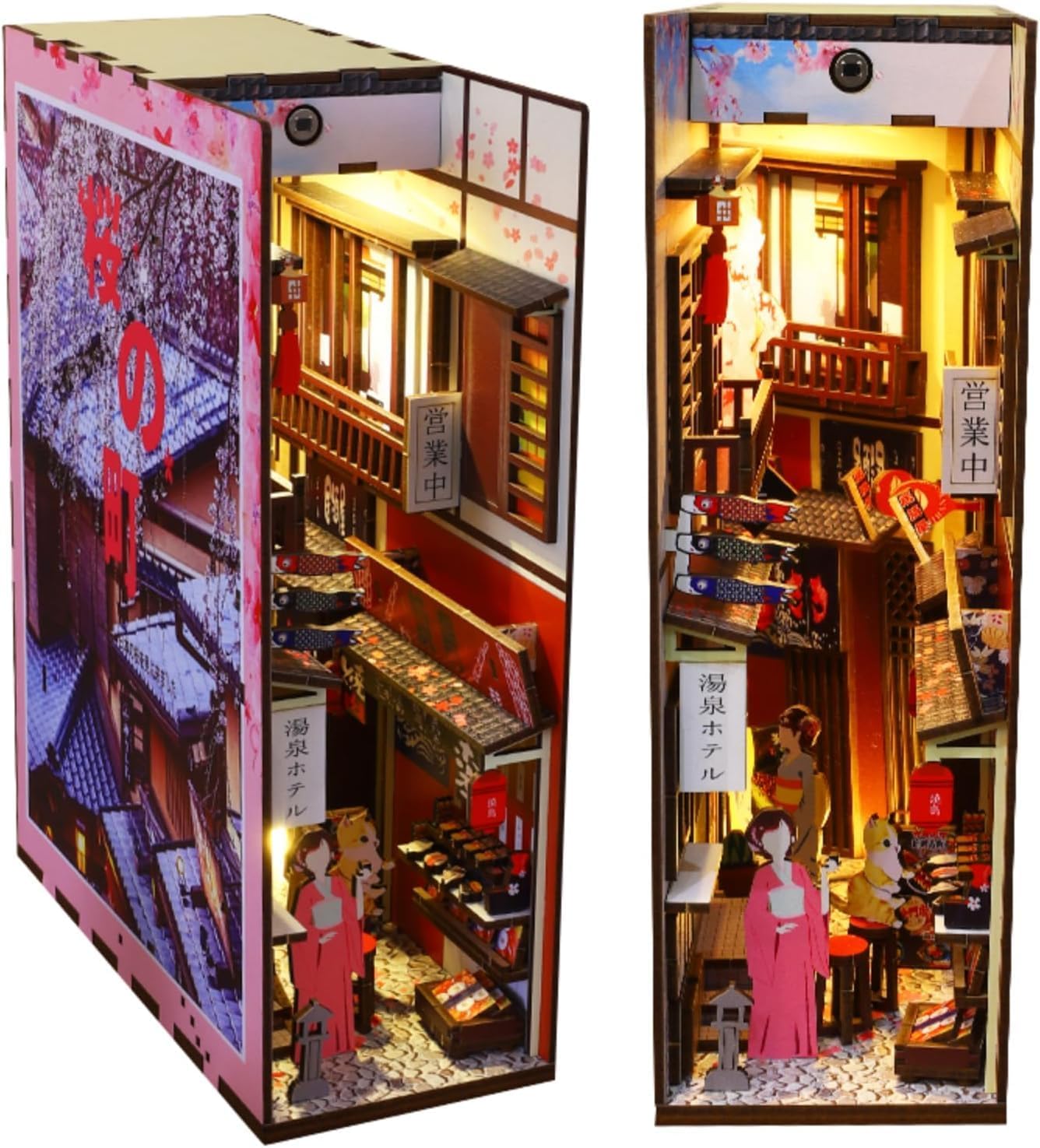 Amazon | DIYブックヌークキット 知育玩具 DIYミニチュアドールハウスキット 木製 本棚の装飾 家具とLEDライト付き 3Dパズル 木製ドールハウス キット モデルキット立体パズル ...