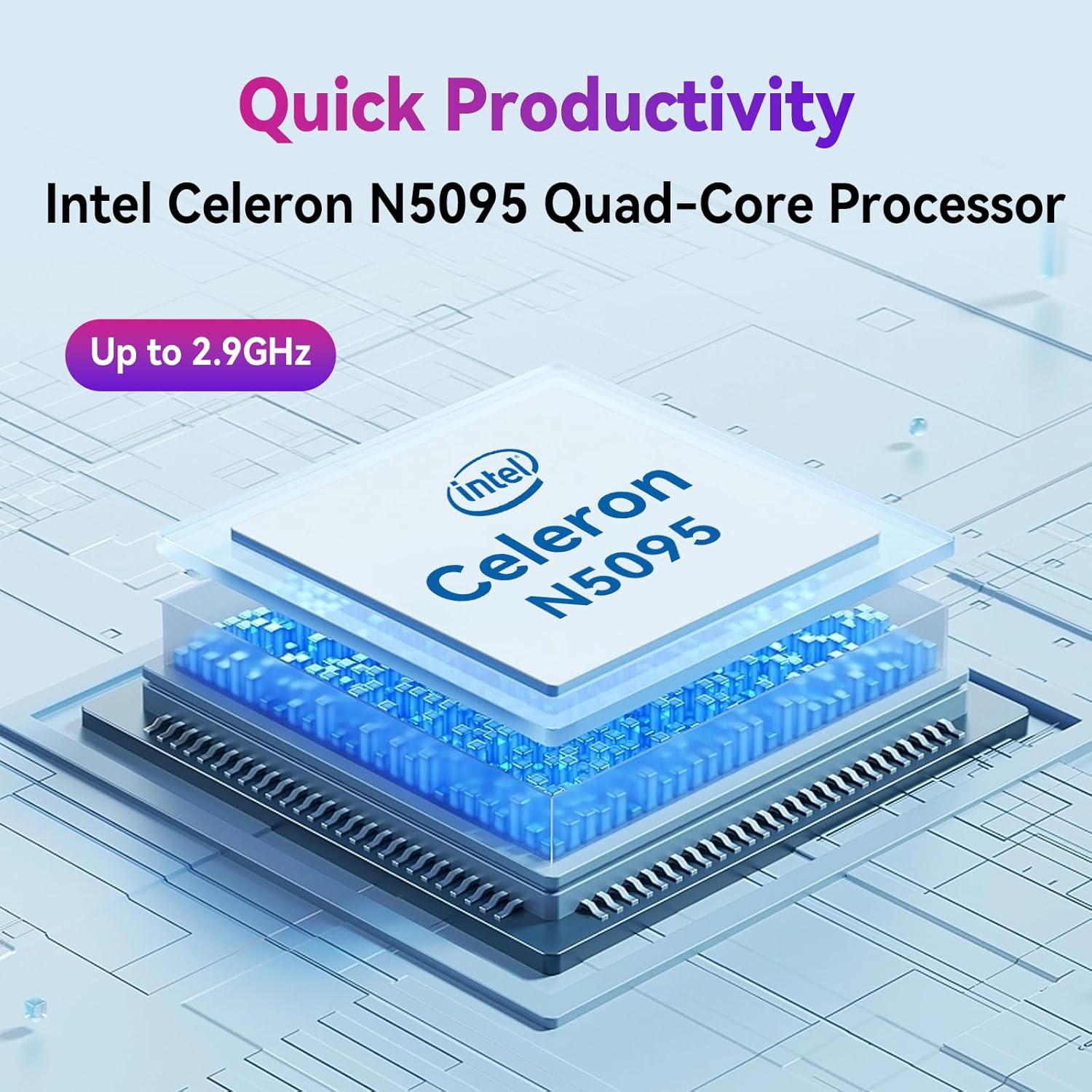 URAO Laptop 15.6 Inch Intel Celeron N5095 Quad-Core CPU 2.9Ghz