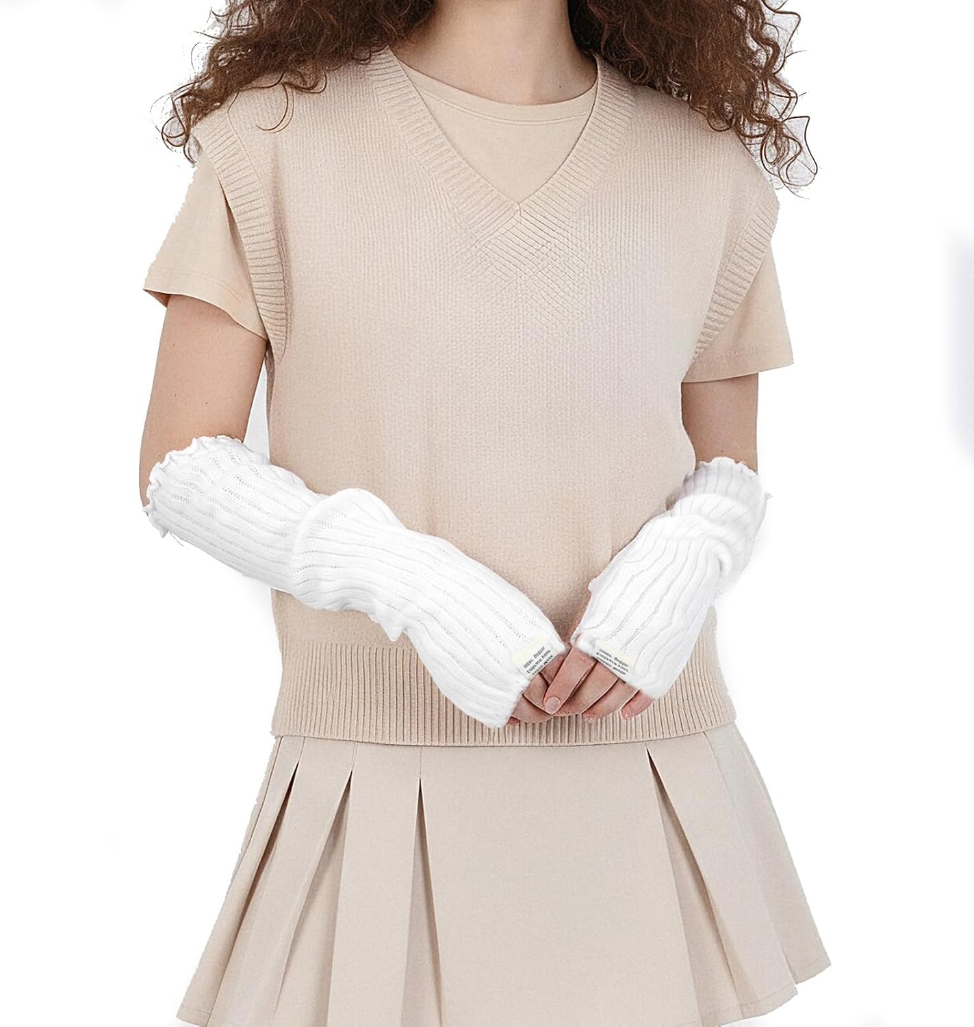 YBEATY Arm Warmers Long Sleeve Fingerless Cute Knitted Arm Warmers ...