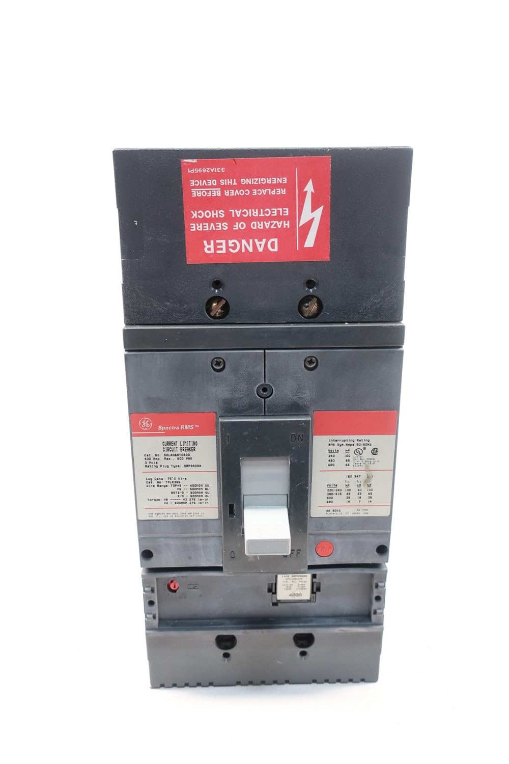 GE SGLA36AT0400 Spectra RMS 400A 3P 600V-AC Circuit Breaker W/ 400A ...