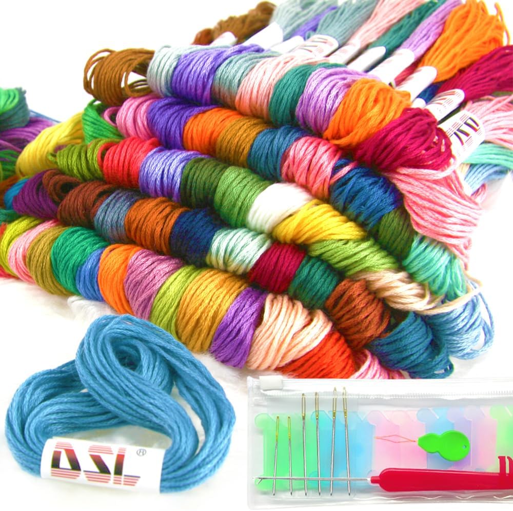 Embroidery Threads 50 Skeins Pack, DSL Cross Stitch Threads 8m (6 ...