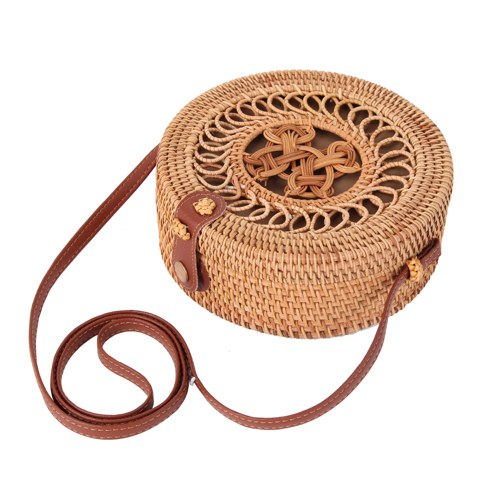 Beach Bag for Women Boho Bag Crossbody Purse Rattan Handwoven Round ...