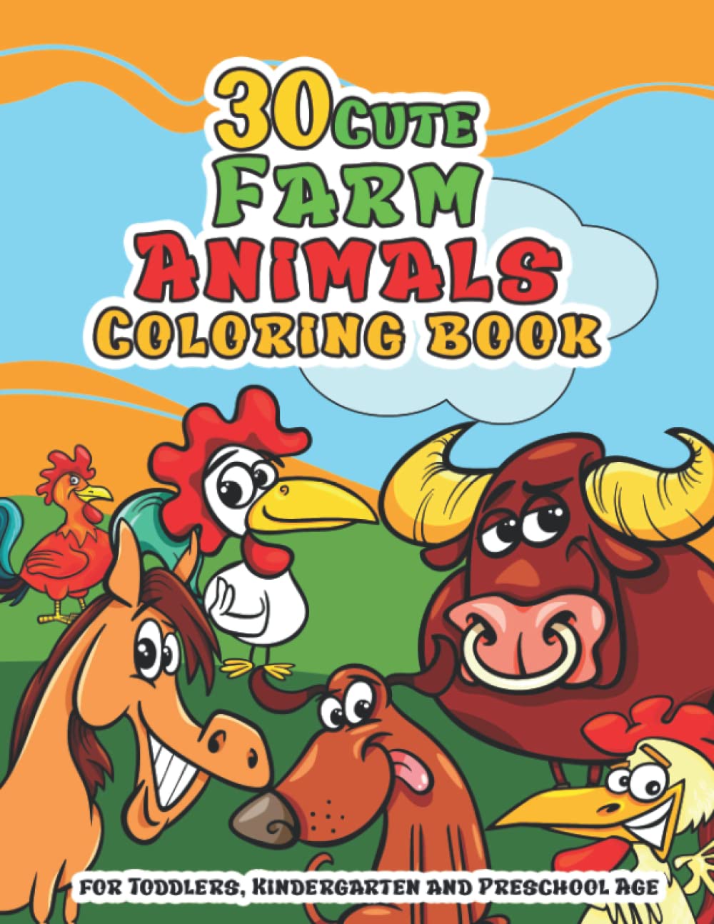 Buy 30 Cute Farm Animals Coloring Book For Toddlers, Kindergarten And ...