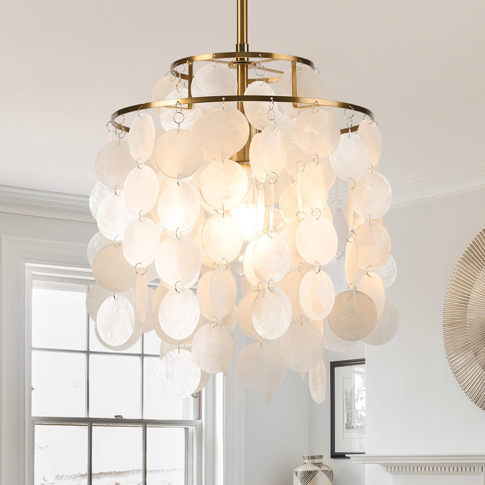 Amazon.com: SAFAVIEH Lighting Collection Modern Capiz Sea Shell Boho ...