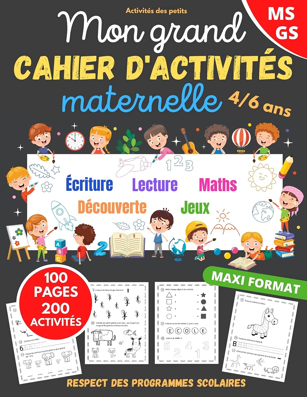 Buy Mon grand cahier d'activités maternelle: de 4 à 6 ans | Apprendre ...
