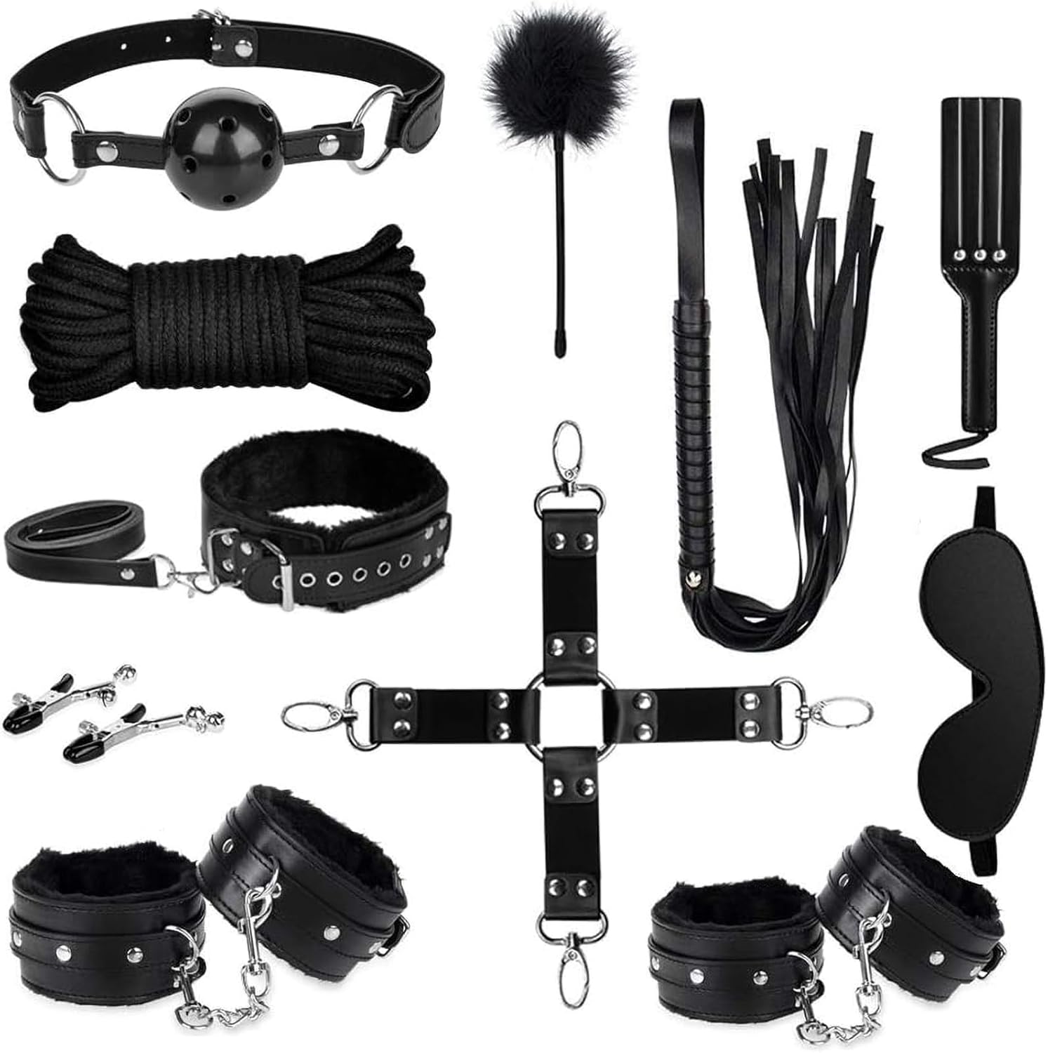 Lonzyon Sex Bondage Restraints Kit 11 Pcs Bondage Set Couples Sex Toys
