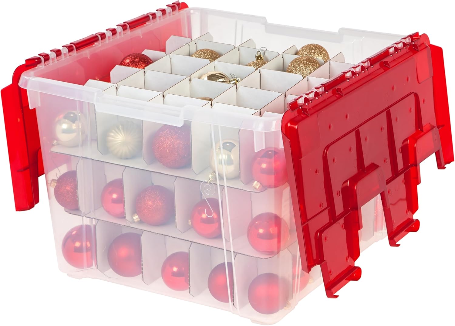 Amazon.com: IRIS USA Ornament Storage Box with Attached Lid, Stores 75 ...