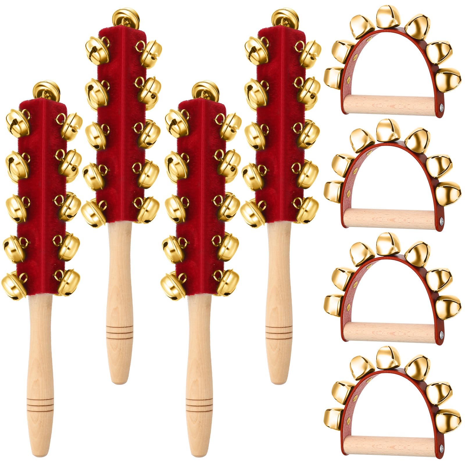 Snapklik.com : Cindeer 8 Pieces Christmas Hand Jingle Bells Handheld ...