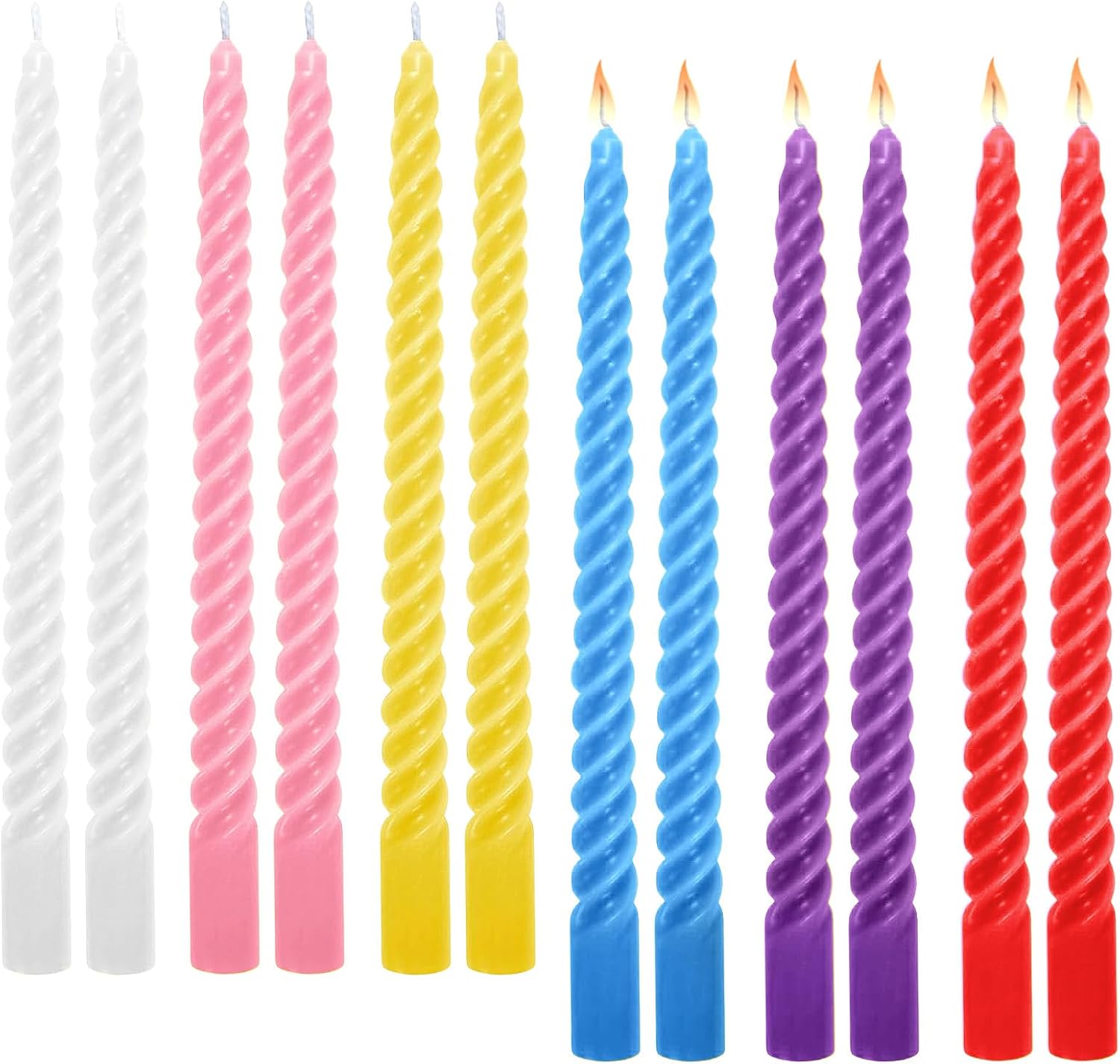 Amazon.com: 8 Inch Cream Spiral Taper Candles Set 12 Pack Dripless ...