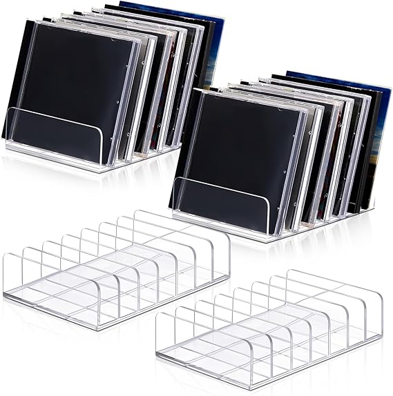 Amazon.com: Threehoney 4 Pack CD Holder, Clear Acrylic CD Organizers ...