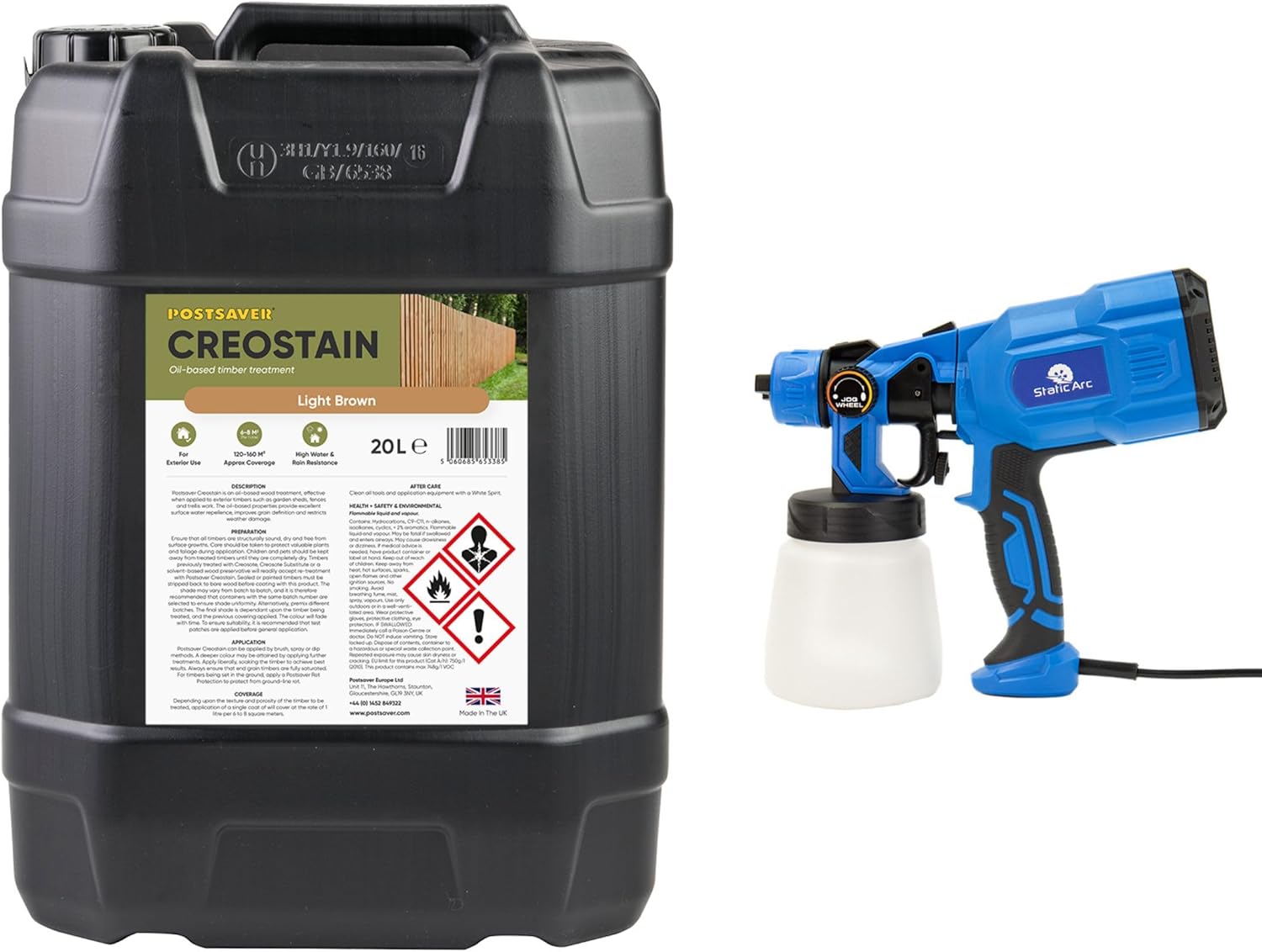 Postsaver Creostain & Electric Hand Sprayer | Oil Based Wood Treatment ...