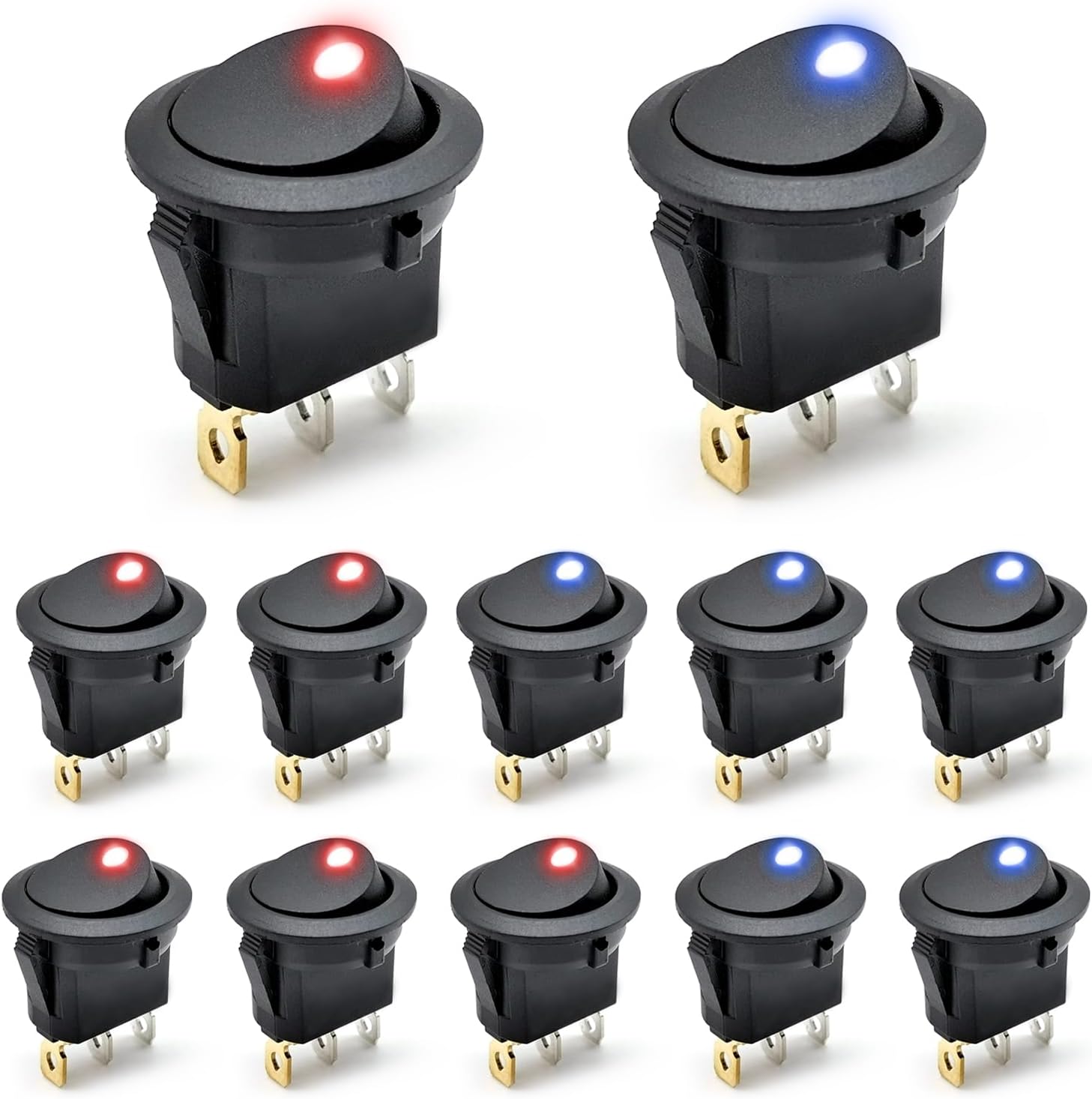 Amazon.com: Sodcay 12 PCS Car Round Rocker Toggle Awitch, 12V/20A Three ...