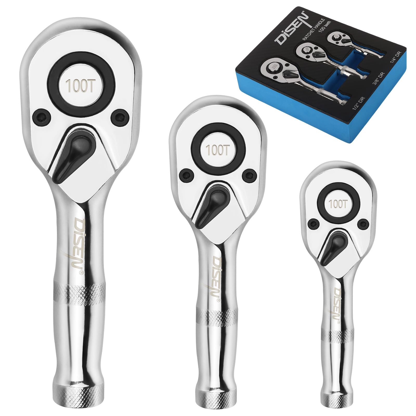 Snapklik.com : DISEN 3-Piece Stubby Ratchet Set 1/4", 3/8", 1/2" Drive ...