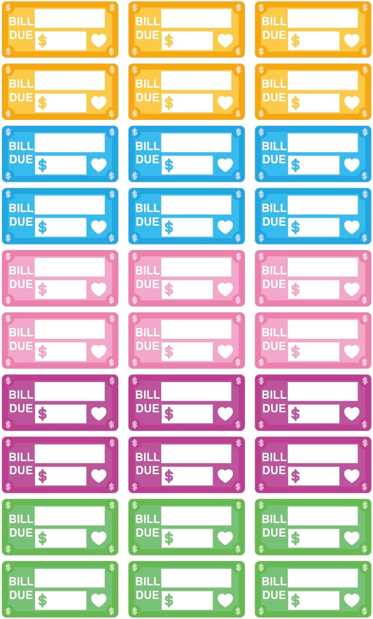 Amazon.com: 0.724x1.5 inch 210 PCS Bill Due Planner Sticker Budget Bill ...