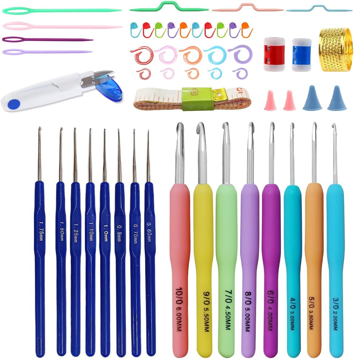 VIDA4U 53pcs Ergonomic Knitting Hooks, Crochet Hooks, Knitting Needles ...